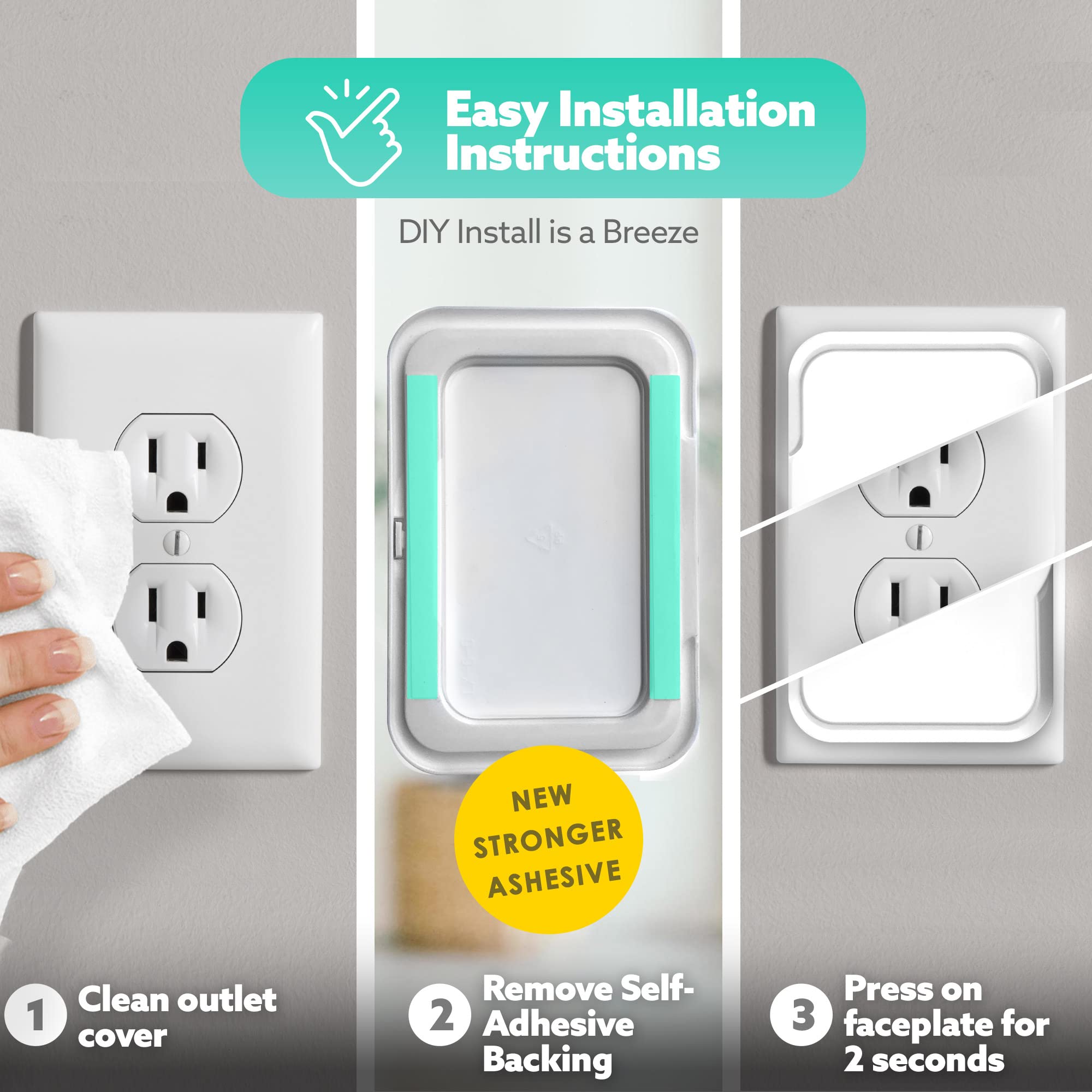 BLOCSOC Outlet Cover - 6 Pack - for Baby Proofing & Child Safety - No Choking Hazard - Easy Install (White, 6)