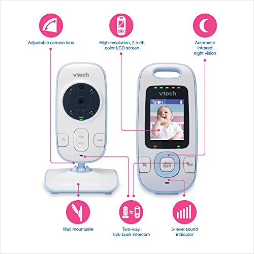 VTech BV73121BL Digital Video Baby Monitor with Full-Color and Automatic Night Vision, Blue