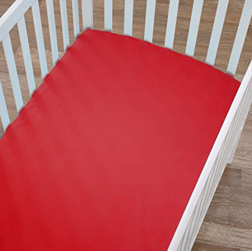 TL Care Supreme Fitted Crib Sheet 28" x 52", Enhanced Thickness for Soft, Breathable Neutral 100% Cotton Jersey Comfort, Red, for Boys and Girls