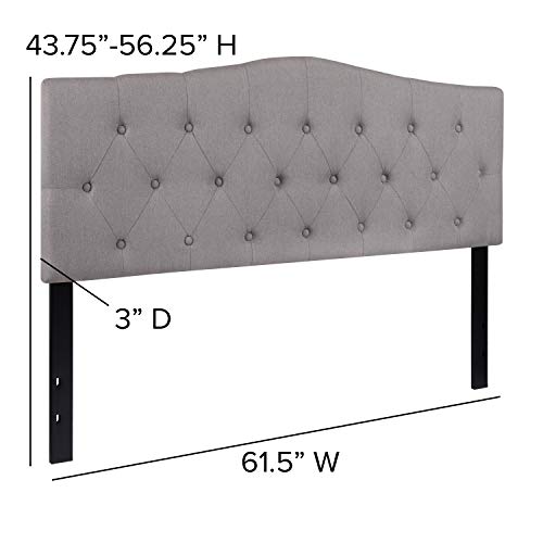 Flash Furniture Cambridge Tufted Upholstered Queen Size Headboard in Light Gray Fabric