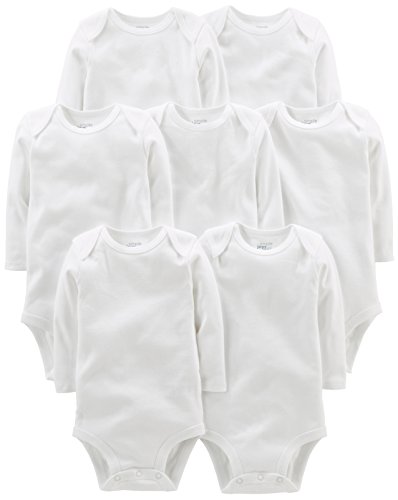Simple Joys by Carter's Baby 7-Pack Long Sleeve Bodysuit, White, 12 Months