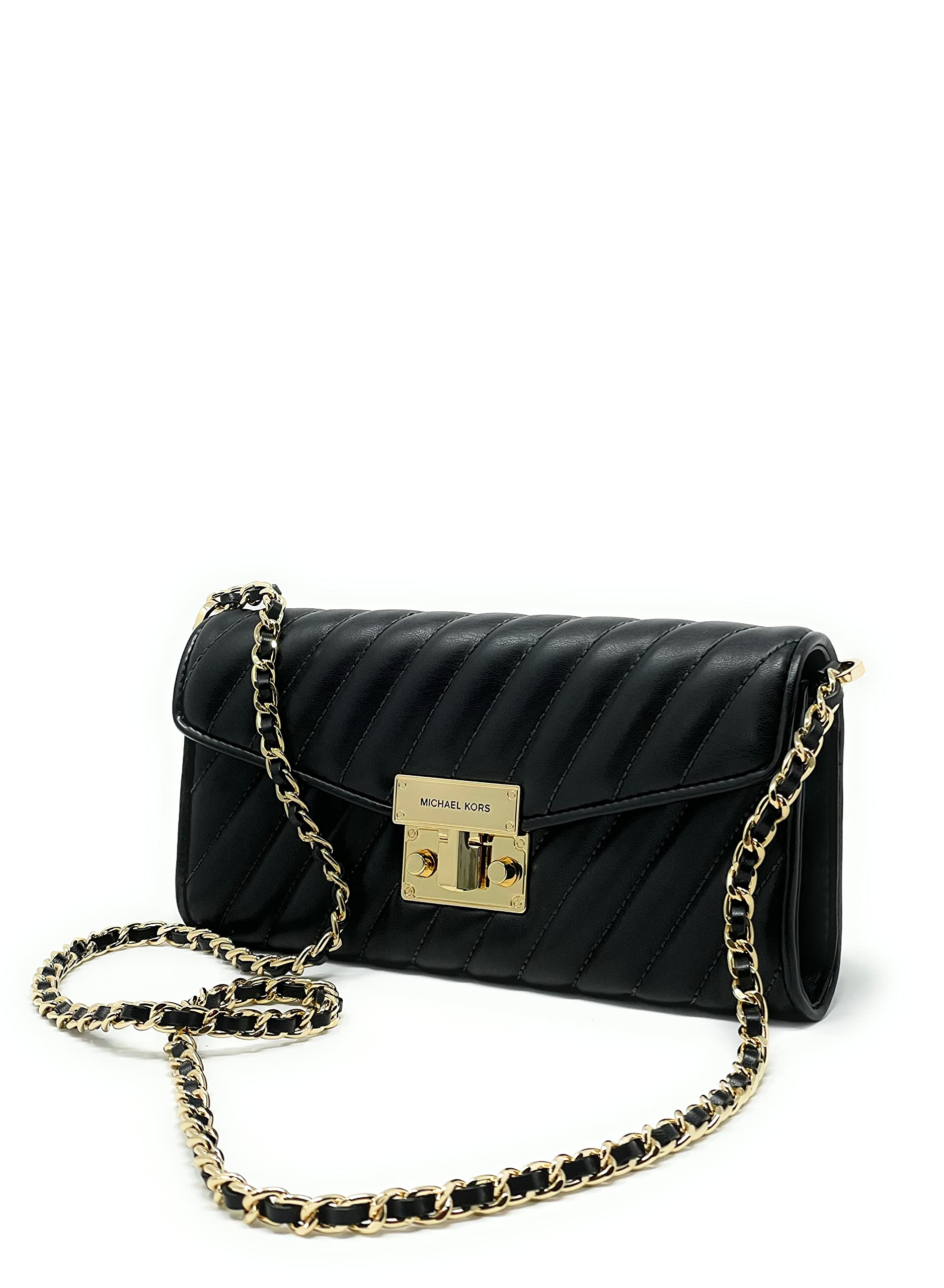Michael Kors Rose Medium convertible Quilted Leather Shoulder Flap Bag Black