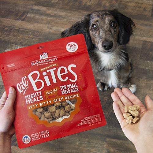 Stella & Chewy's Freeze-Dried Raw Lil' Bites Itty Bitty Beef Recipe Small Breed Dog Food, 7 oz. Bag (Pack of 6)