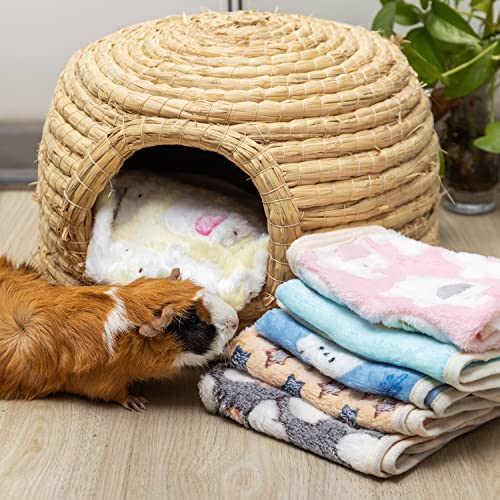CUSOZWO Guinea Pig Bedding Mat - 6 Pack Fleece Soft Warm Small Animal Blankets for Rat Rabbit Hamster Chinchilla Hedgehog Lizard - Washable Small Pet Cage Liners Sleep Mat Bedding Accessories