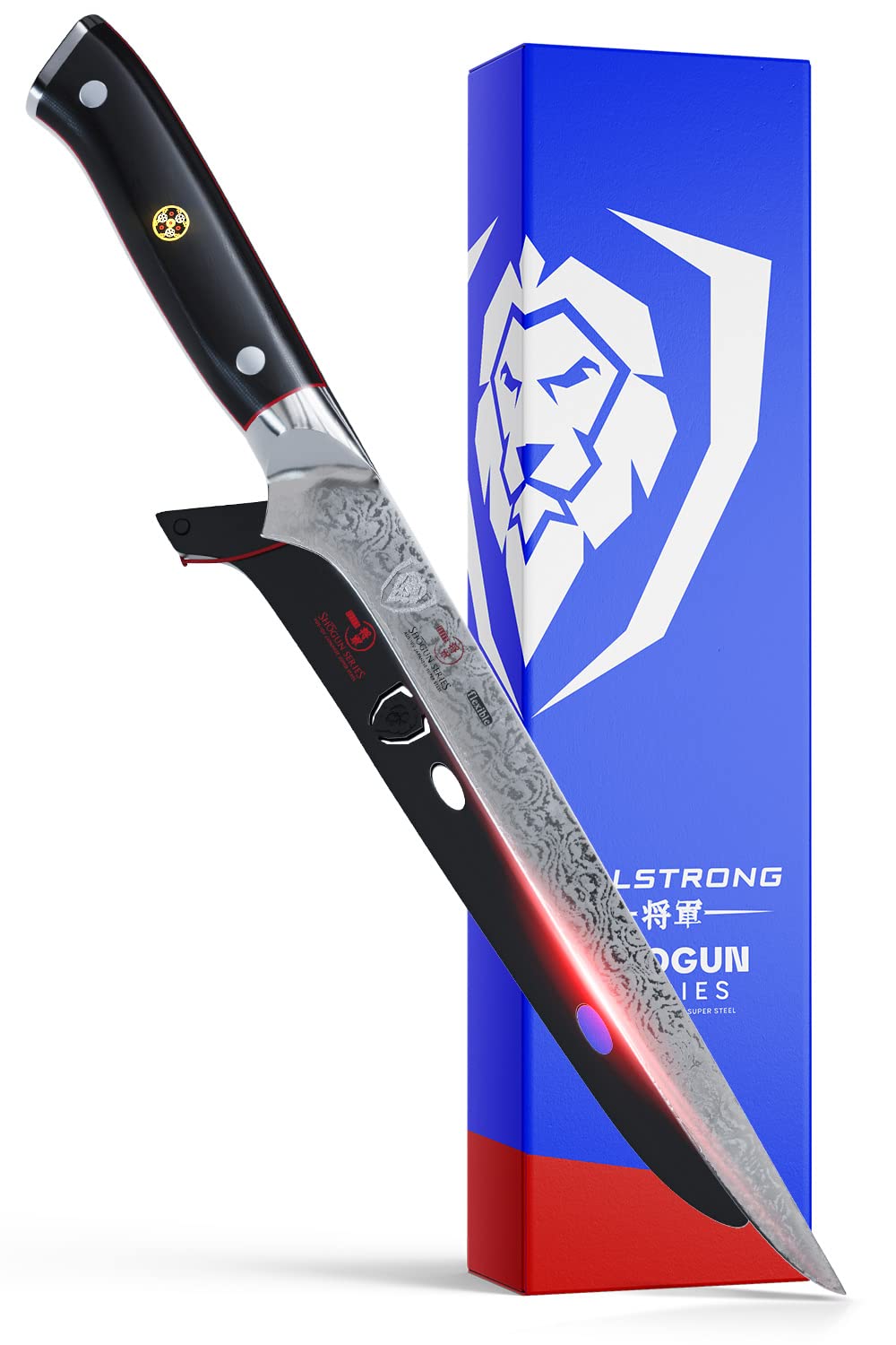 DALSTRONG Boning Knife - 8 inch - Shogun Series ELITE - Damascus AUS-10V Japanese Super Steel - Fillet Knife Gift - Meat Cutting, Carving, Bone, Trimming, Deboning - Black G10 Handle - Sheath Included