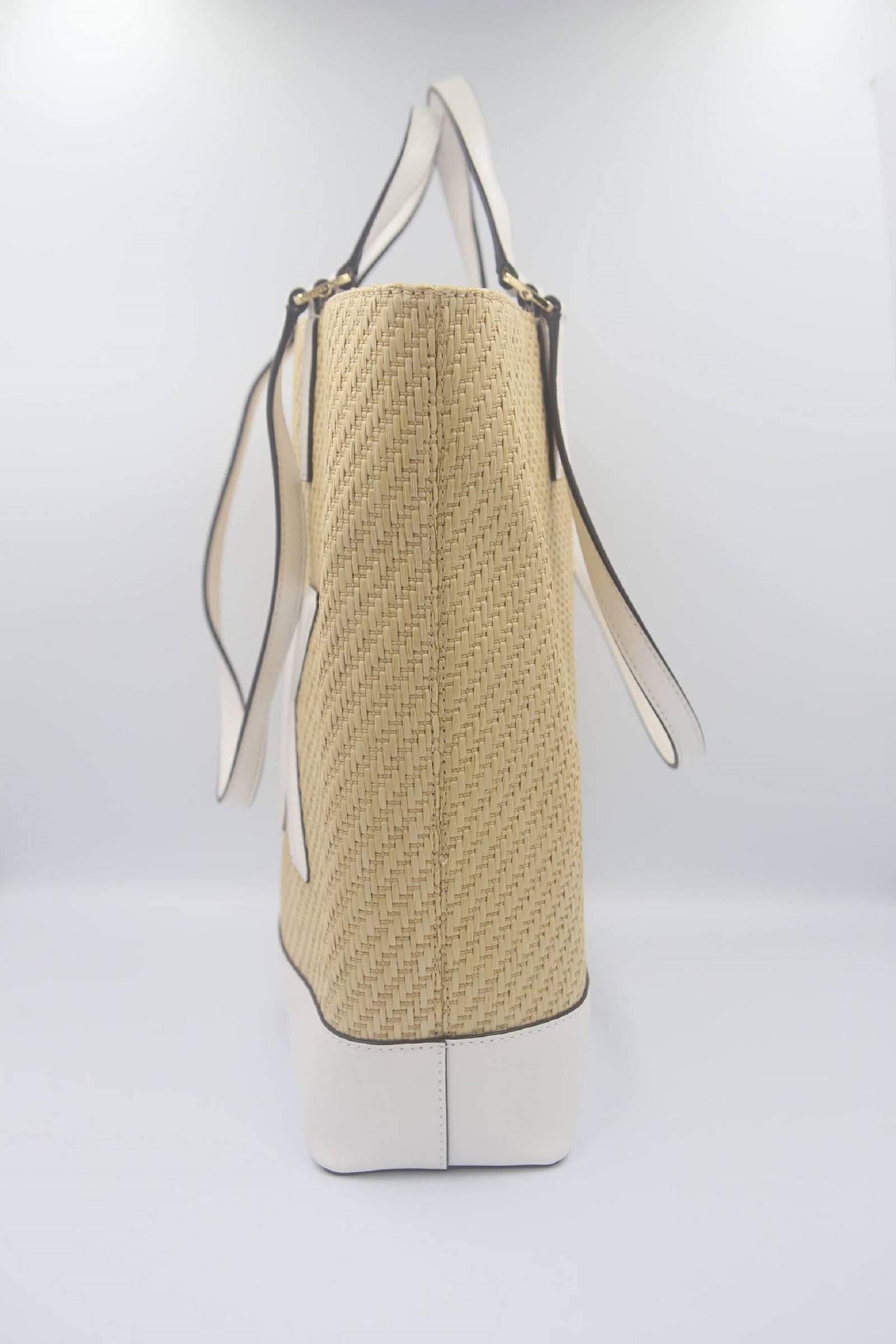 MICHAEL Michael Kors Straw Python Capsule Kelli Large Dbl NS Tote Optic White