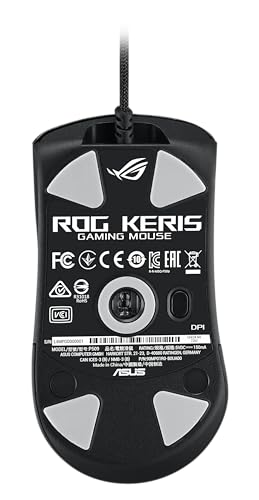 ASUS ROG Keris Lightweight FPS Optical Gaming Mouse with ROG Paracord Soft Cable, Specially-Tuned ROG 16,000 dpi Sensor, Exclusive Push-fit Switch Socket Design, PBT L/R Keys
