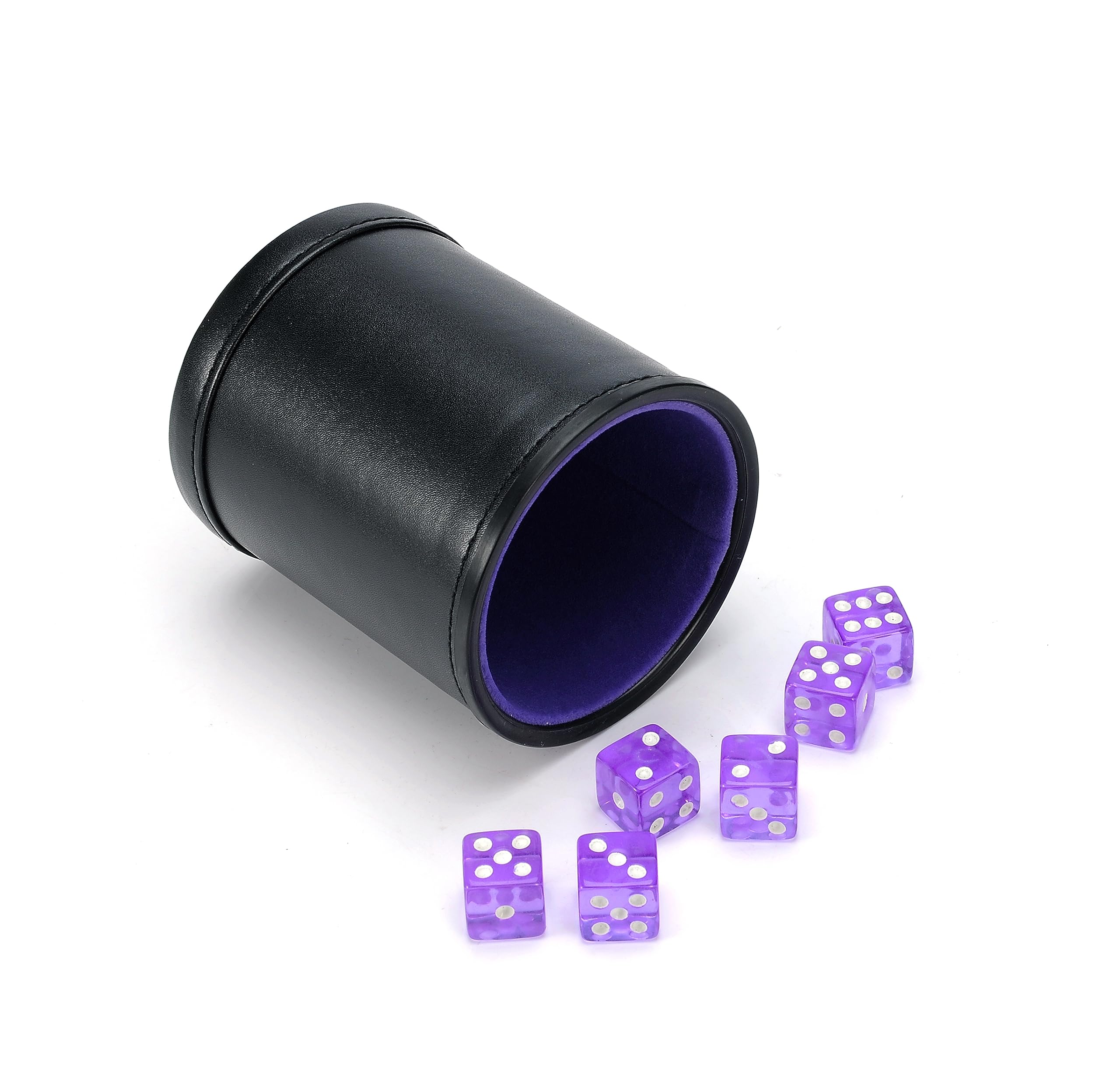 Harbor Loot Purple Dice Shaker Cup Complete with Matching Dice Set of Six Purple Translucent Dice