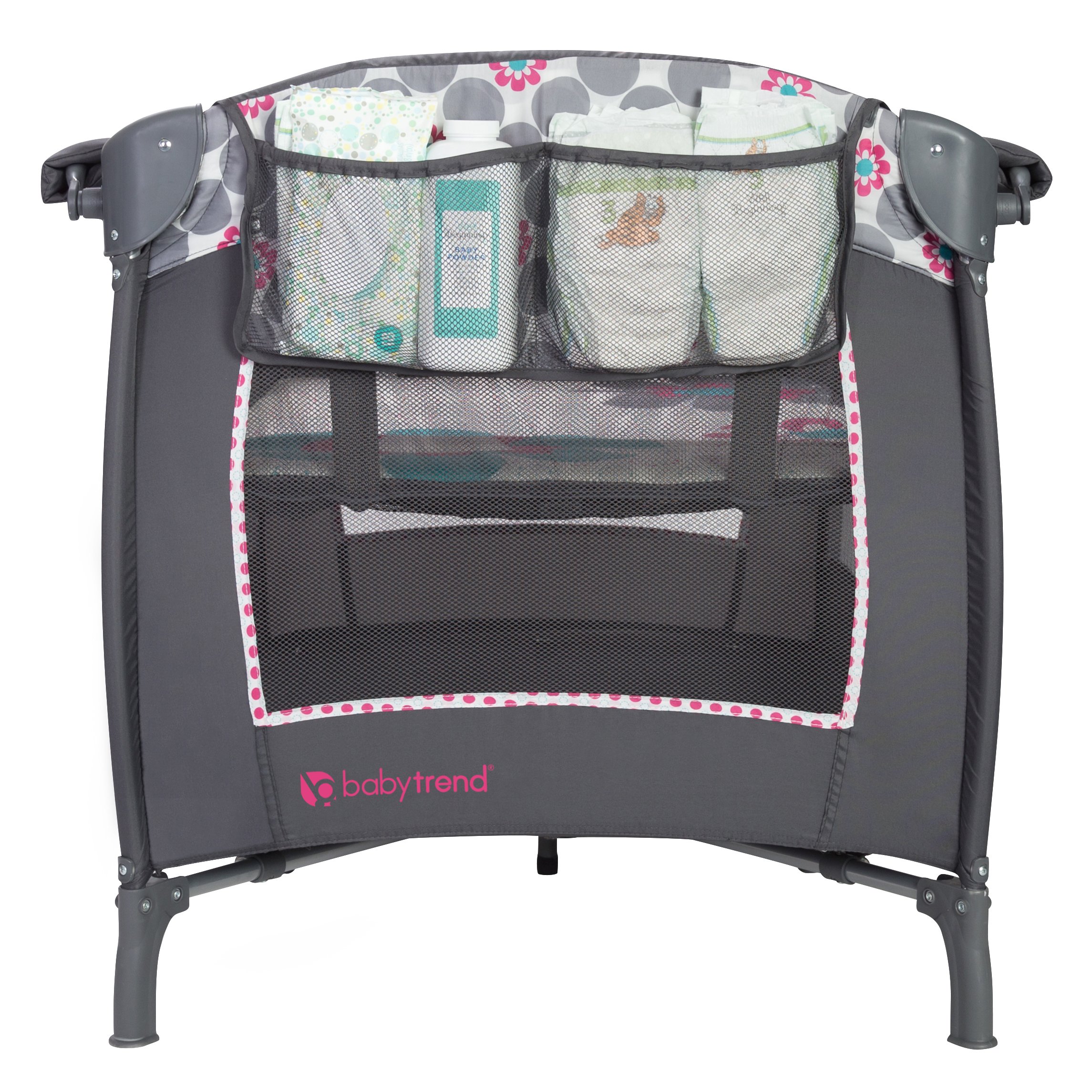 Baby Trend Skyline 35 Travel System, Starlight Pink and Baby Trend Lil' Snooze Deluxe II Nursery Center, Daisy Dots