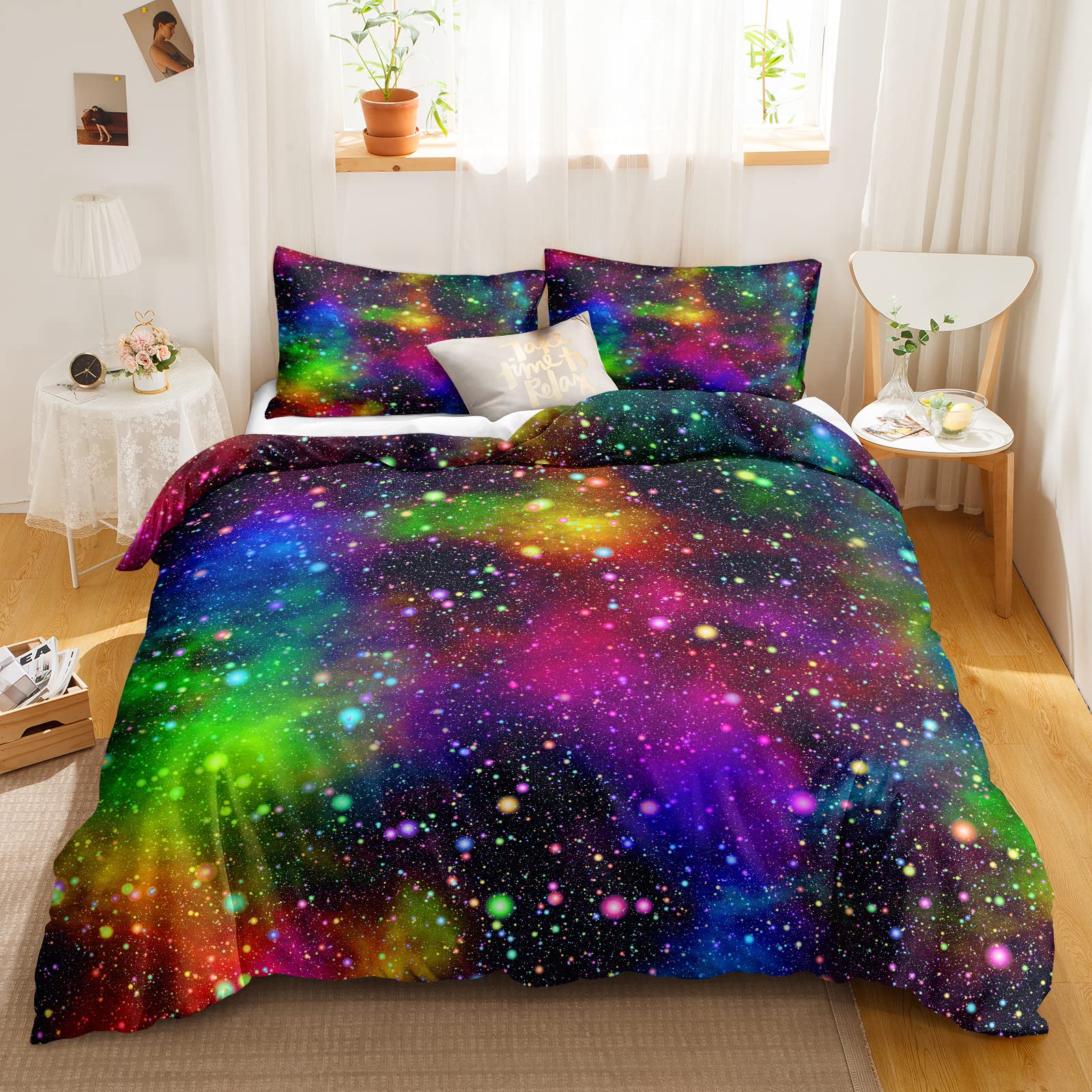 Bedbay Galaxy Bedding Twin Galaxy Room Decor Psychedelic Space Trippy Bed Duvet Cover Set 1 Pillowcase (Galaxy, Twin)