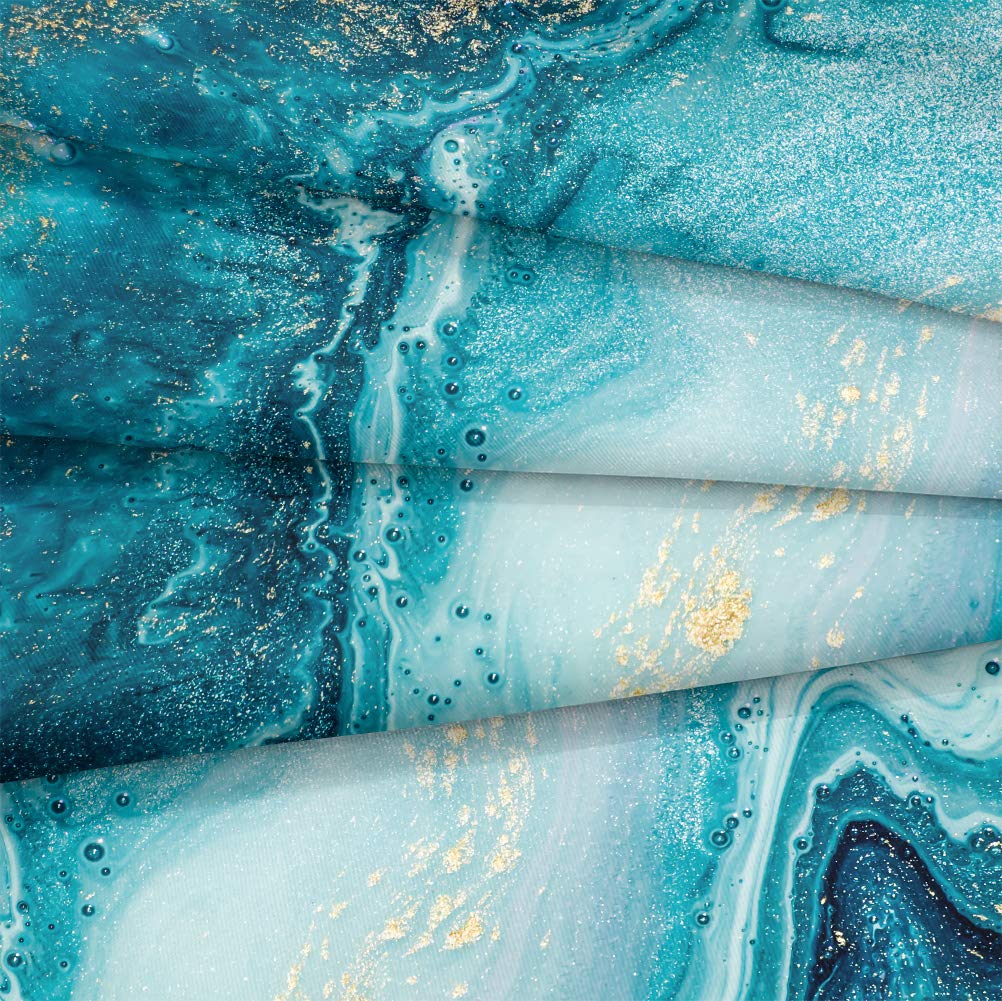 Bedbay Marble Duvet Cover Queen Size Teal Marble Bedding Set Blue Gold Marble Texture Abstract Bedding Comforter Cover(Teal,Queen)