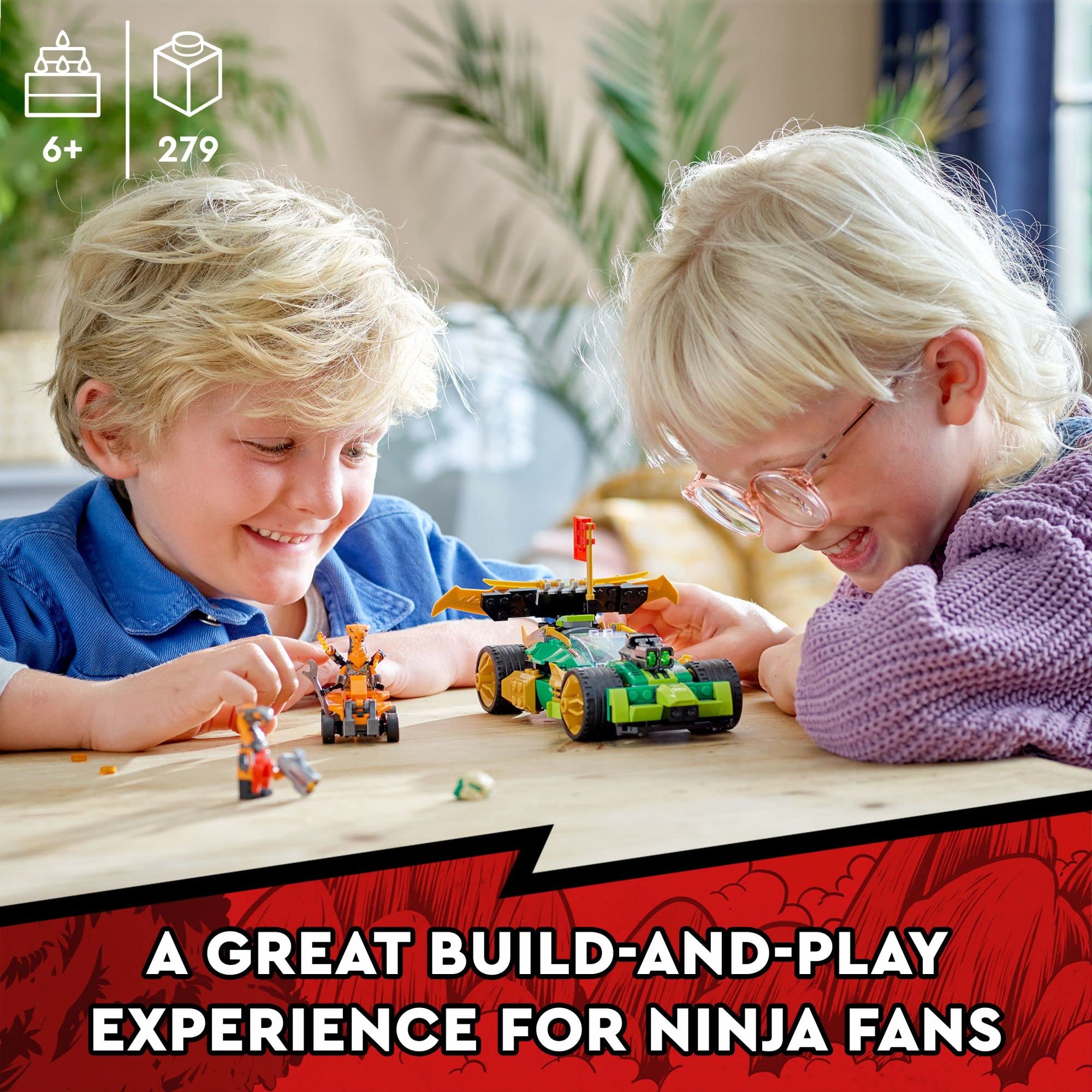 LEGO NINJAGO Lloyd’s Race Car EVO, 71763 Toys for Kids 6 Plus Years Old with Quad Bike, Cobra & Python Snake Figures, Collectible Mission Banner Set