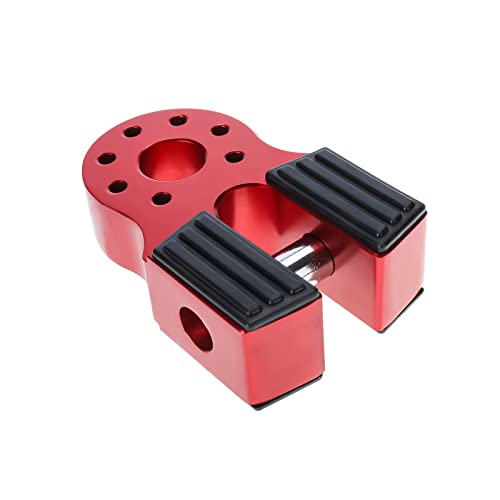 BTSHUB Winch Shackle, Flat Towing Hook Mount with Iron Pin & Rubber Guard, Universal Fit for Tow Haul Truck, ATV UTV Winch Lines Winch Hook(Red)