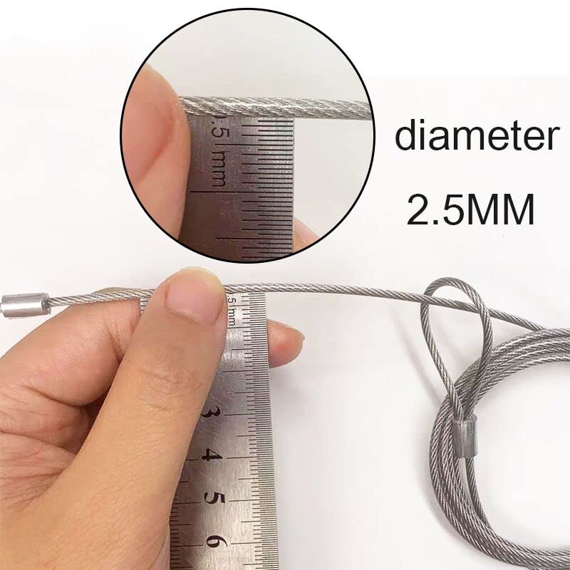 Safety Cable Lock 98''Long,Luggage Lock Safety Cable Lightweight Braided Stainless Steel Double Loop by Ovener