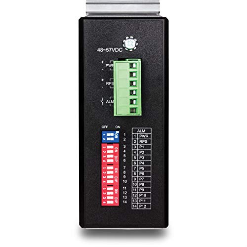 TRENDnet 12-Port Hardened Industrial Gigabit PoE+ Layer 2+ Managed DIN-Rail Switch, 240 Watt Power Budget, IP30 Rated, Din-Rail Mount, 24 Gbps Switching Capacity, Lifetime Protection, TI-PG1284i …