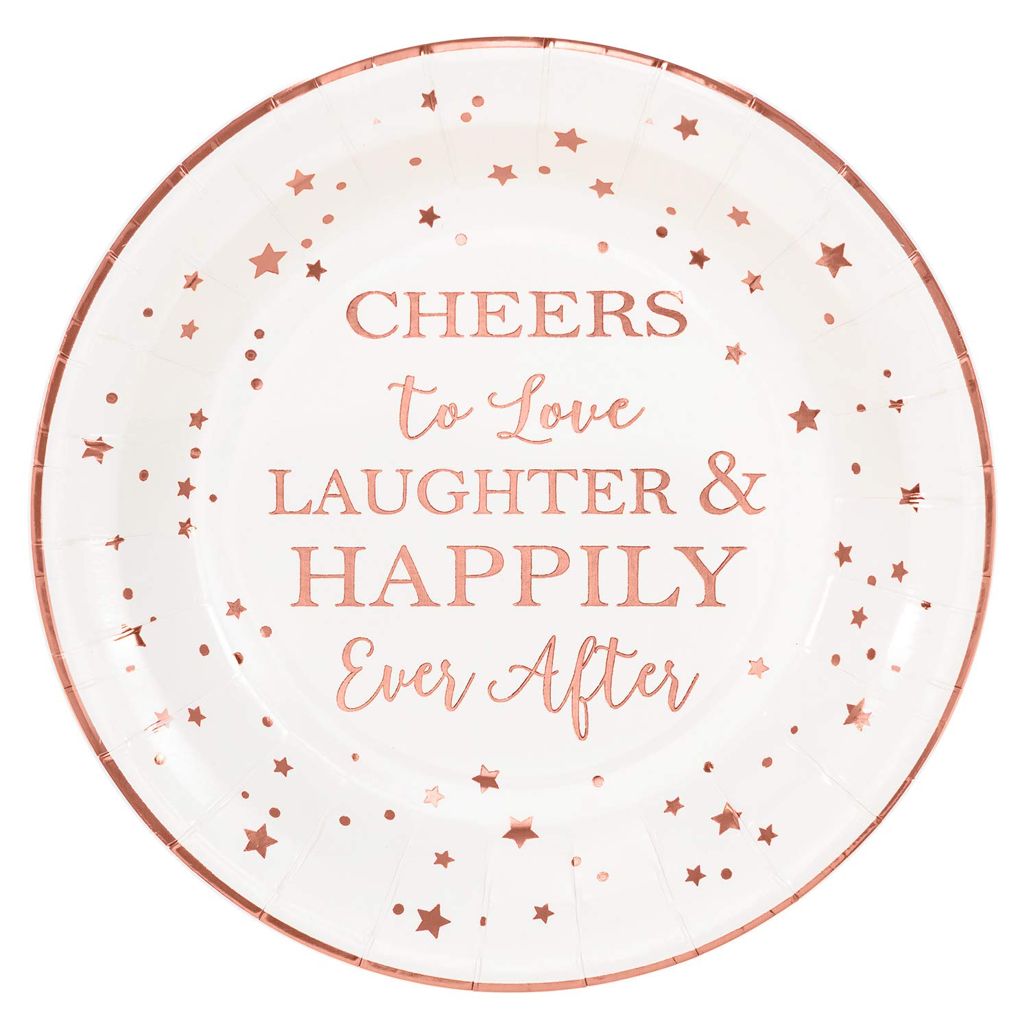 Crisky Cheers to Love Rose Gold Disposable Plates for Bridal Shower, Wedding, Engagement, Bachelorett Party Decorations, Dessert, Buffet, Cake Plates Party Supples, 50 Count, 9" Plate