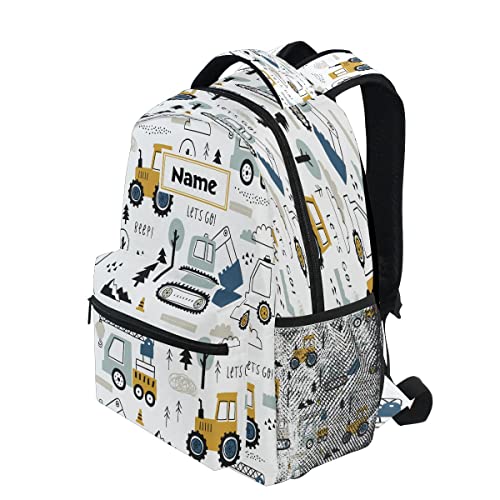 Custom Children's Name School Backpack Personalized Schoolbag Childish Truck Excavator Travel Bag for Teens Girls Boys