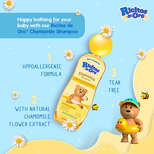 Ricitos de Oro Chamomile Manzanilla, Baby Shampoo, Hypoallergenic, 3 Pack, 8.4 FL Oz Bottles