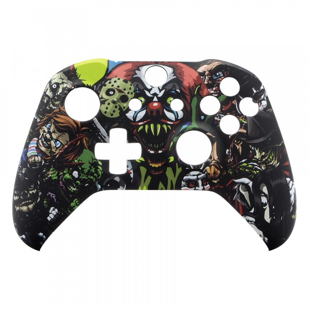 eXtremeRate Soft Touch Scary Party Patterned Faceplate Cover, Front Housing Shell Case Replacement Kit for Xbox One X S Controller - Controller Not Included