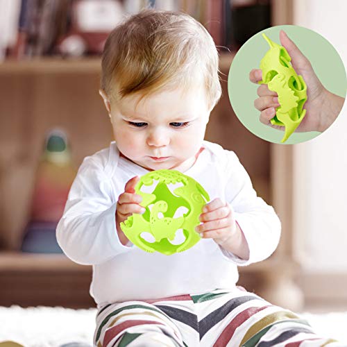 Baby Teething Toys for 3+ Months, Dinosaur Teethers for Babies, Safe Baby Teether Ball, Baby Teething Pacifier, Soft and Durable Teething Balls (Green)