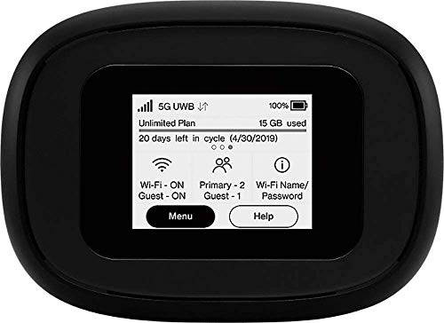 C5G Bundle | Inseego Verizon 5G and 4G LTE MiFi M1000 Hotspot Bundled with 2 Batteries (1 Stock + 1 Extra) | Connect up to 15 WiFi Devices and 1 Wired | Great for Remote Workers Wi-Fi 2.4 GHz & 5 GHz