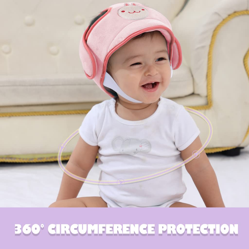 KAKIBLIN Baby Safety Head Support Hat, Infant Breathable Adjustable Safety Protective Cap for Toddlers Learn to Walk, Pink