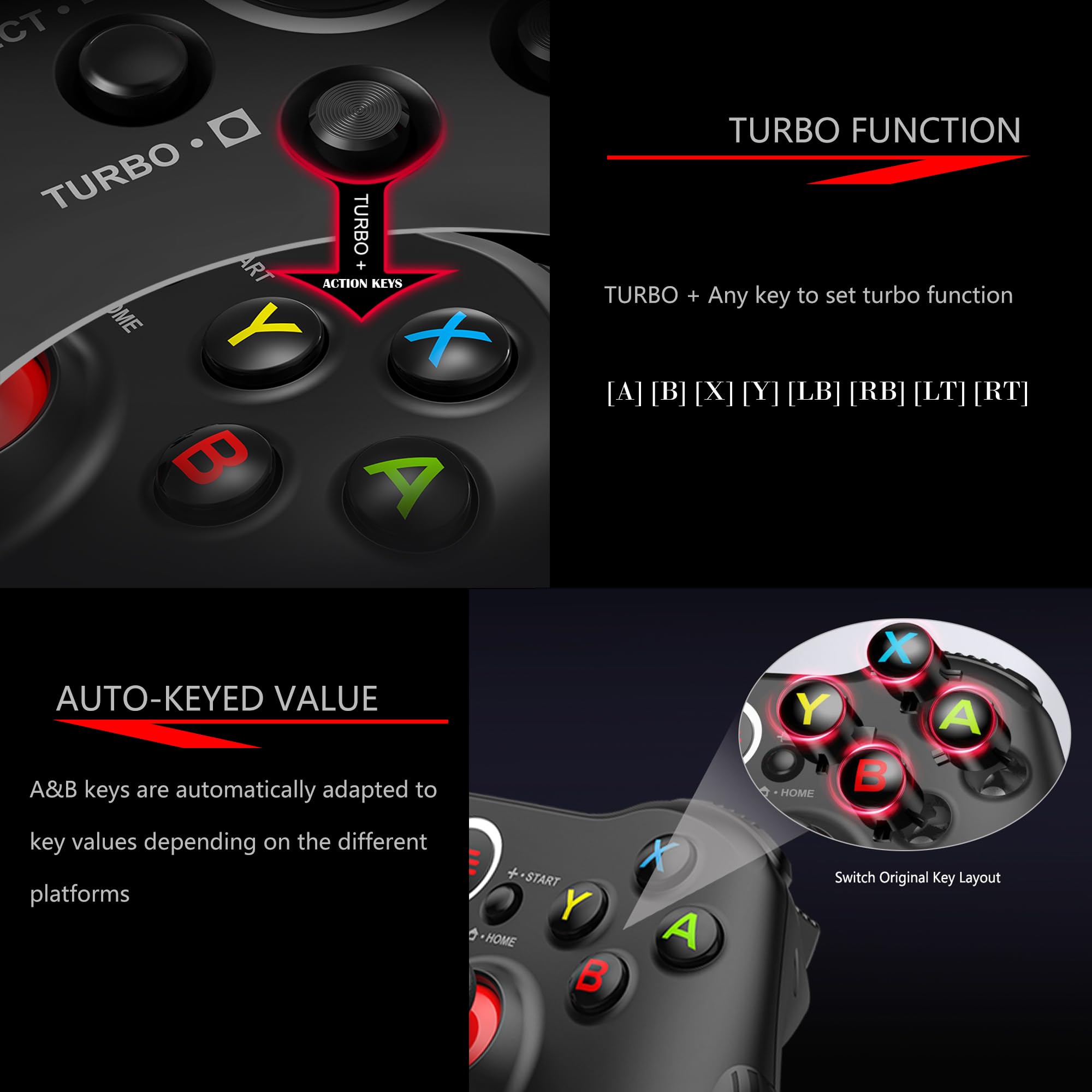 BEITONG Asura 2NS Wired PC Controller, Gaming Dual Vibrate Gamepad For Windows 7 8 10 11 Steam Deck,Dual Vibration,Turbo Function, E-sport Level Joysticks