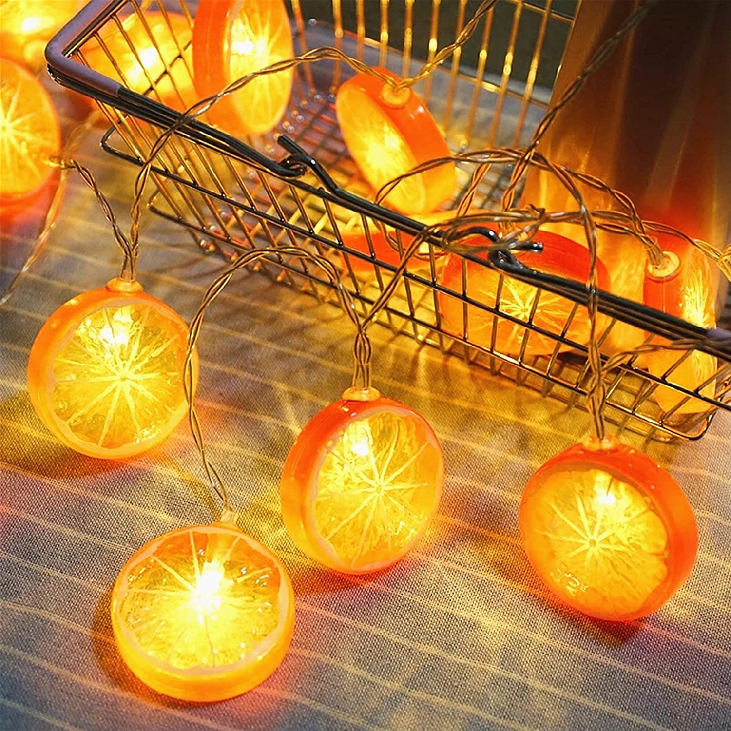 LEKIBOP Fruit String Lights Battery Powered Indoor Outdoor Lighting Lamp Strawberry/Grape/Watermelon/Lemon/Banana for Wedding Home Birthday Garden Yard Patio Party Decorations (Orange Lemon)