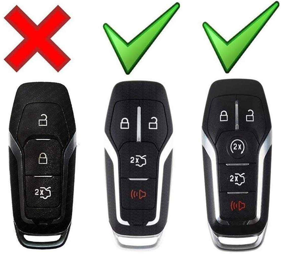 Black Glossy Carbon Fiber Key Fob Cover Case Key Fob Shell with Keychain Compatible with Ford Mustang 4/5 Buttons Smart Key
