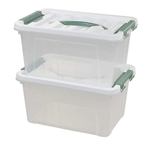 Pekky 6 Quart Storage Container Box with Handle and Latching Fresh Design, Small Toy Organizer Bin, 2-Packs
