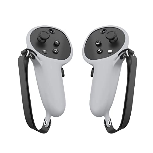 balikha 2Pcs Controller Protective Cover Anti Shock Soft Silicone with Adjustable Hand Strap Anti Slip Handle Protector Case for, White