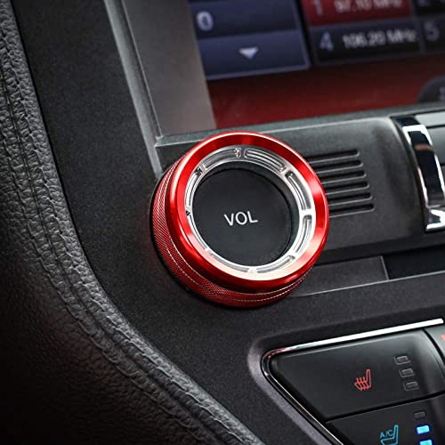 Car Audio Circle Sticker Decal Carbon Fiber Interior Trim Cover for Ford Mustang 2015 2016 2017 2018 2019 2020 2021 2022 2023 Accessories (RED)