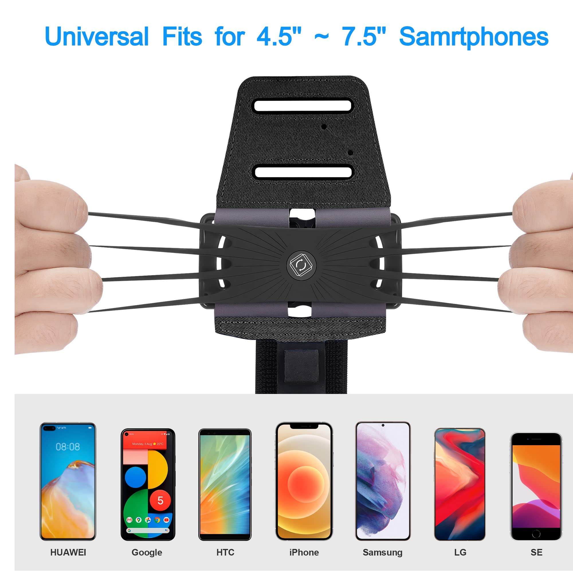 Aussumy Phone Holder for Running Armband :with Airpods Pro Holder & 360° Rotatable Arm Band Cell Case for iPhone 14 13 12 11 Pro Max Mini Plus Samsung Galaxy Note S22 Pixel for Workout Exercise Sport