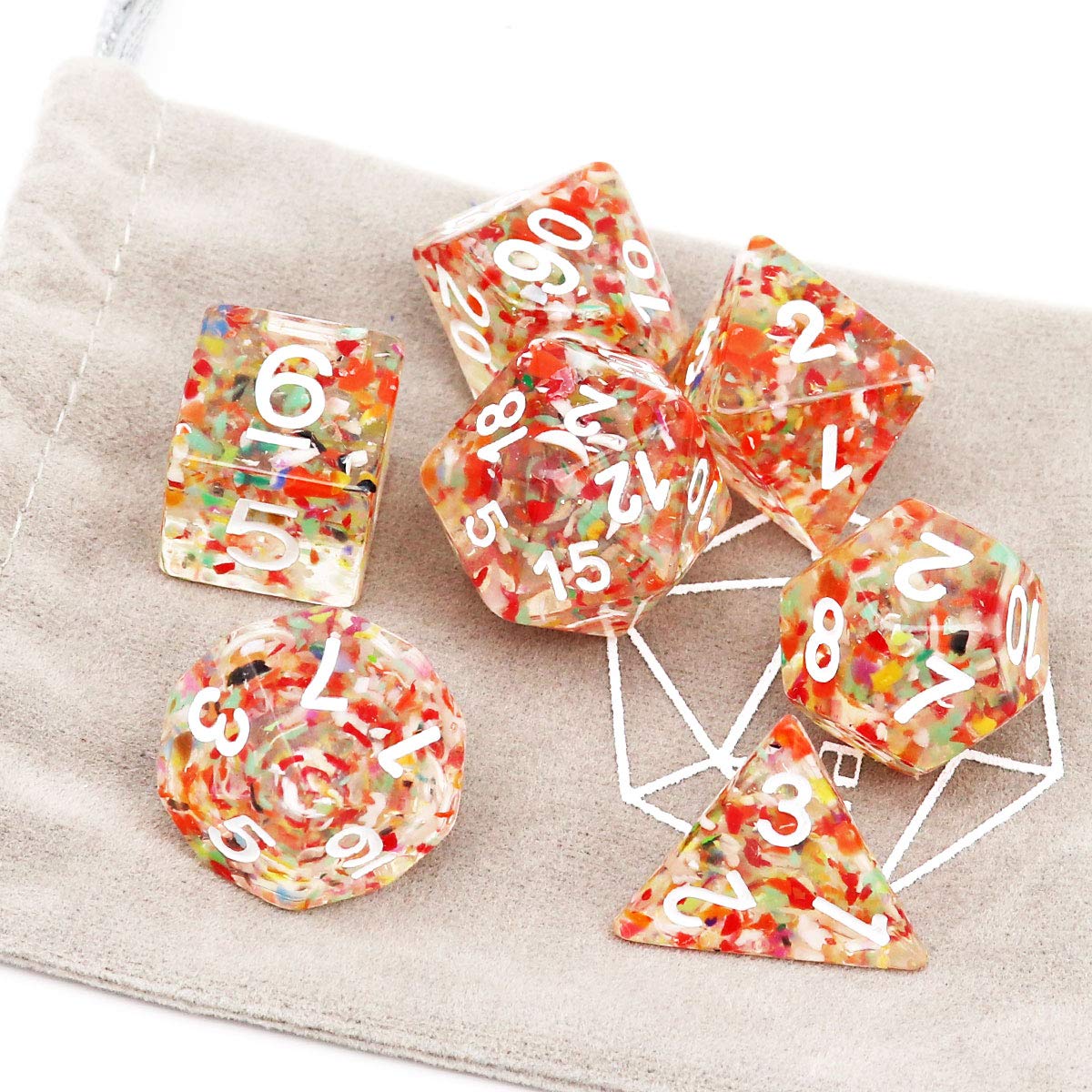 Haxtec Christmas Dice Resin DND Dice Set 7PCS Polyhedral D&D Dice Role Playing Dice Games as Dungeons and Dragons-Eternal Carp
