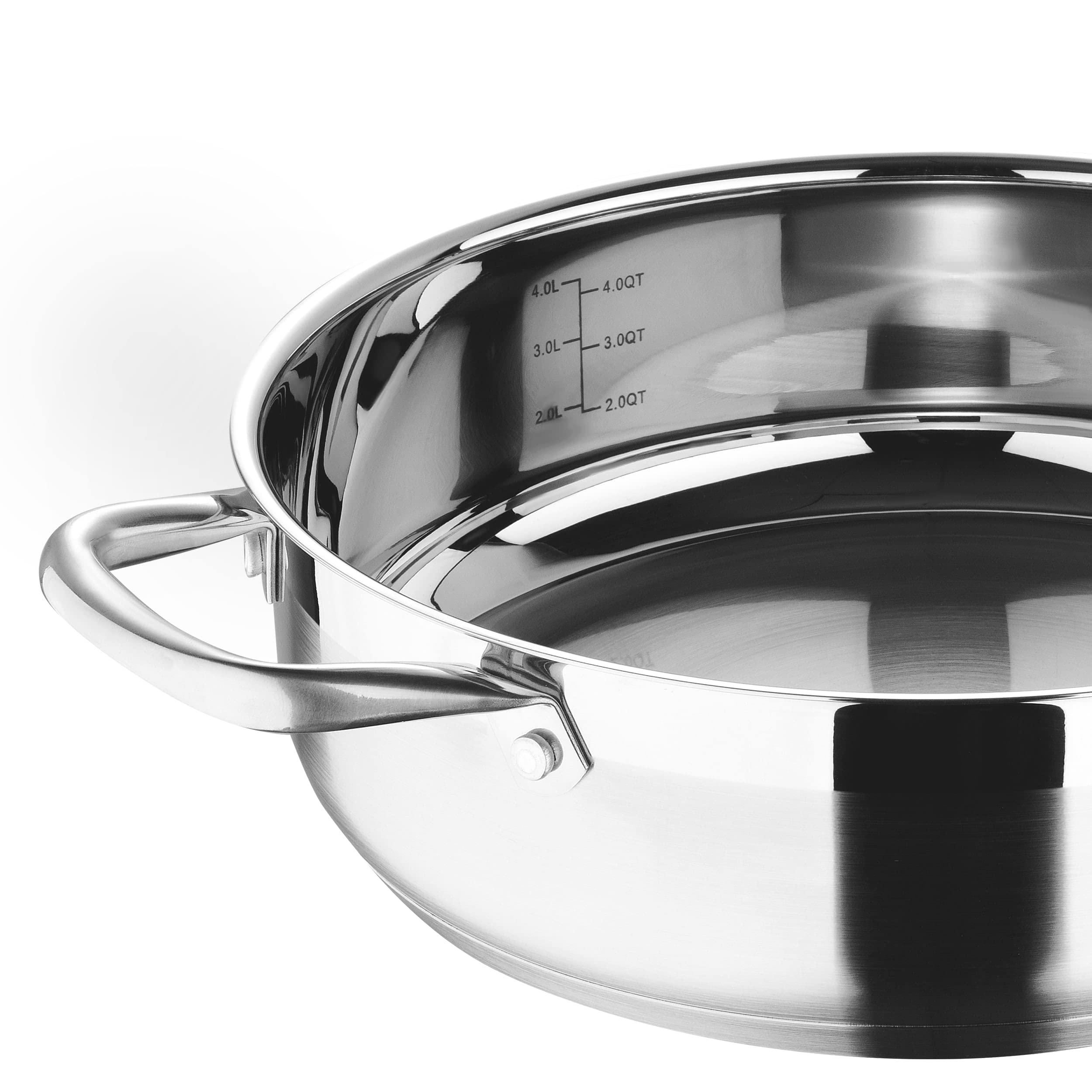 Bergner - Gourmet - 5 Quart Sauté Pan with Lid – Stainless-Steel Non-Stick Saucepan with Tempered Glass Lid - Even Heat Distribution - Safe For All Stove Types