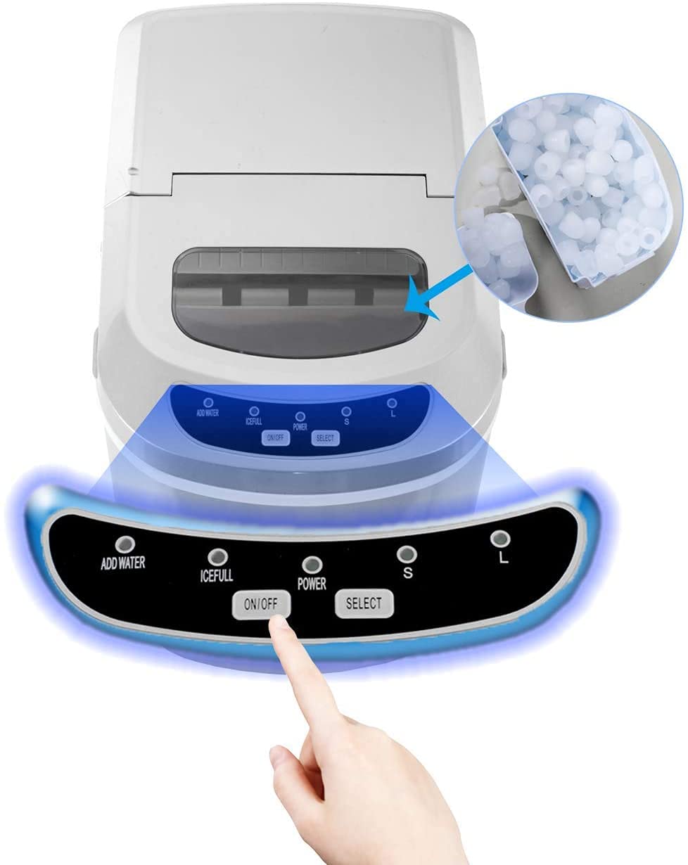 Countertop Ice Maker Nugget pebble Ice Maker Machine Portable Chewable Compact Mini Ice Chip Maker Nugget Machine Produce 26lbs per Day Bullet Soft Ice Cube Fruit Juice Ice, Silver SMETA