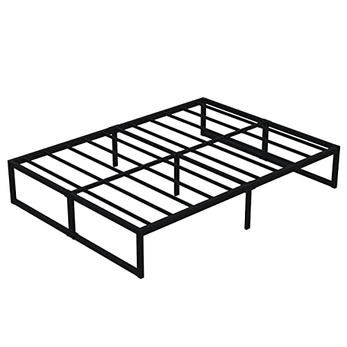Richwanone 14 inch King Bed Frame Metal Platform Mattress Foundation with Heavy Duty Steel Slat Support, No Box Spring Needed, Easy Assembly, Black