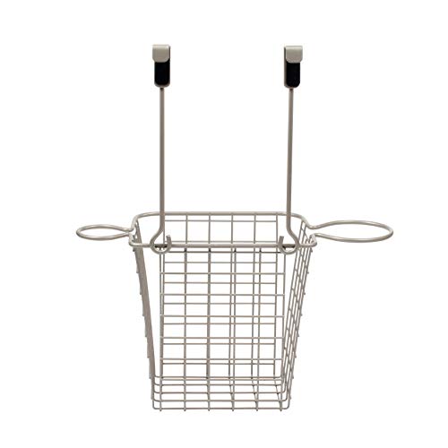 Spectrum Grid Over the Cabinet Styling Station (Satin Nickel) - Tall Bathroom & Under Sink Organizer for Hair Dryer, Beauty Tools, Accessories, & Home Essentials
