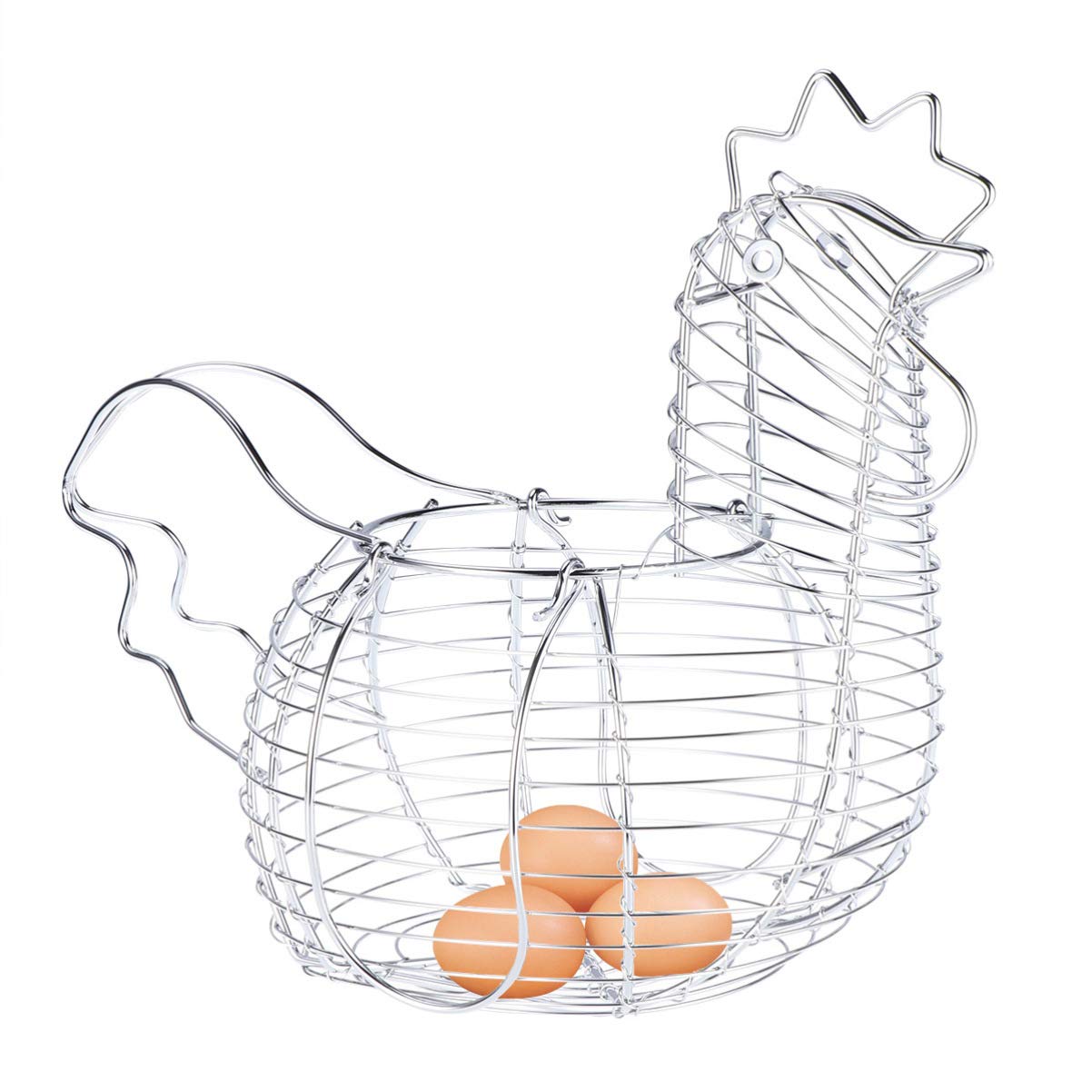 Cabilock Chicken Egg Wire Basket Farmhouse Style Egg Storage Holder Iron Hen Eggs Container Party Easter Eggs Basket Decorative Fruit Snack Serving Basket