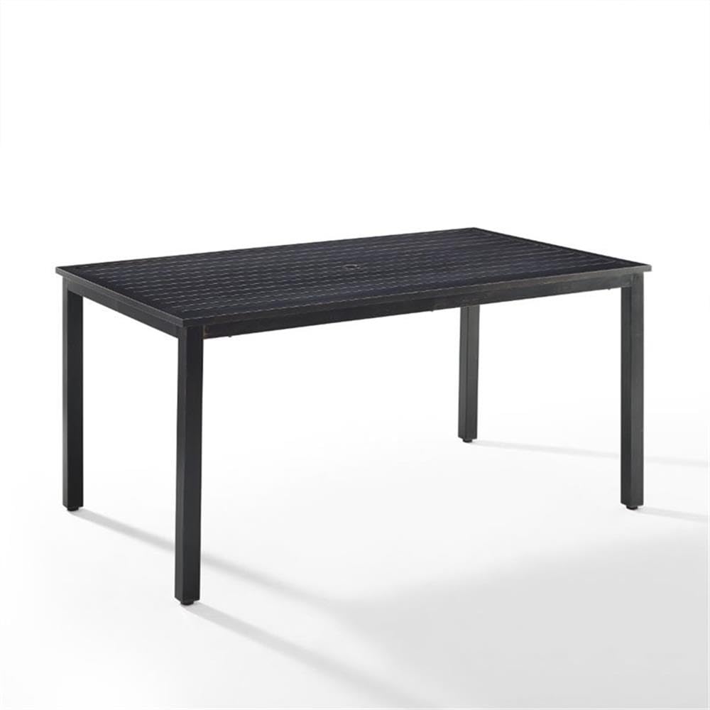 Crosley Furniture Kaplan 6-Person Rectangular Outdoor Dining Table with Umbrella Hole for Outside Patio, Oil-Rubbed Bronze