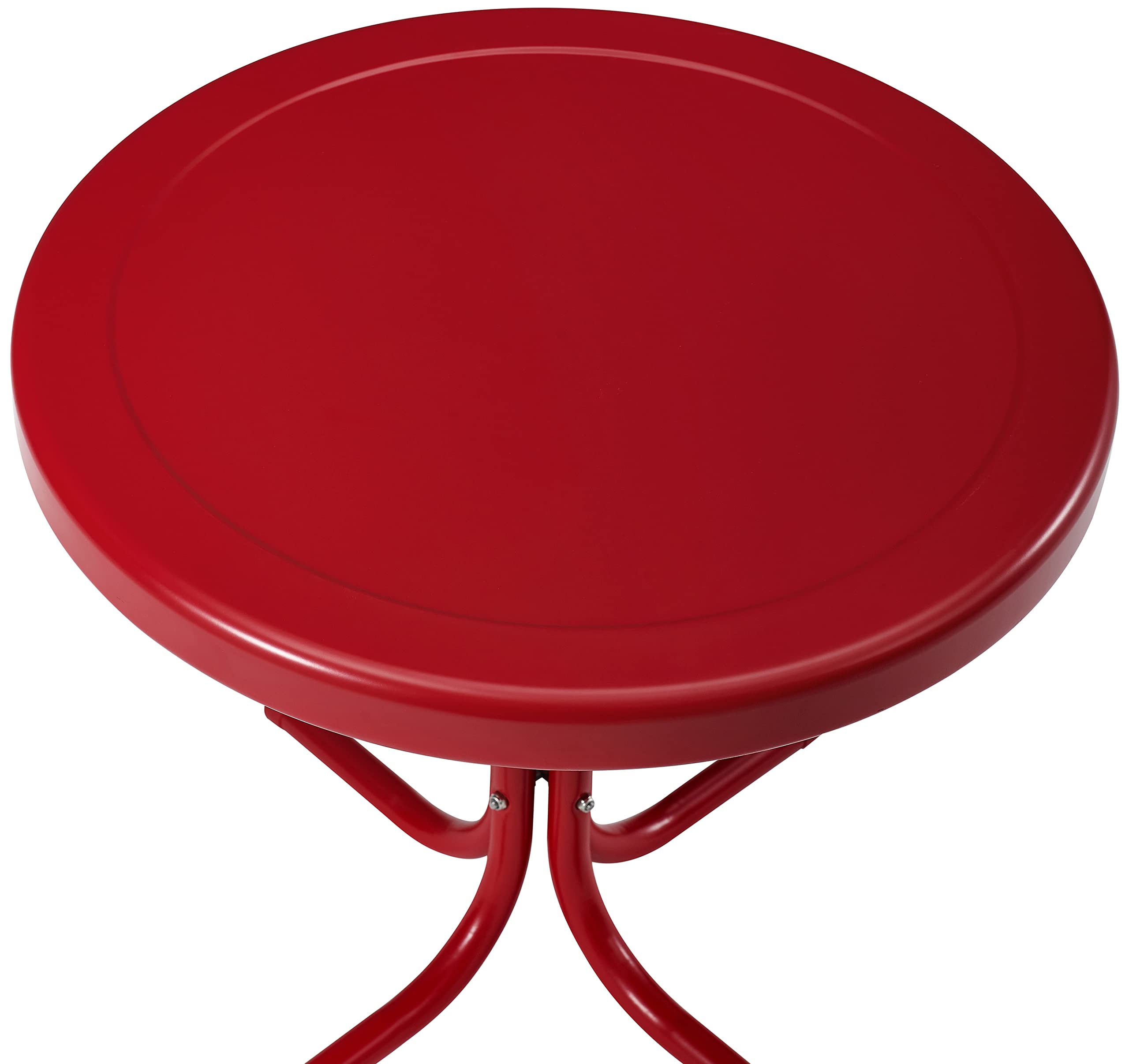 Crosley Furniture Griffith 3-Piece Outdoor Rocking Chair and Side Table Set, Retro Metal Bistro Patio Sets, Bright Red Gloss