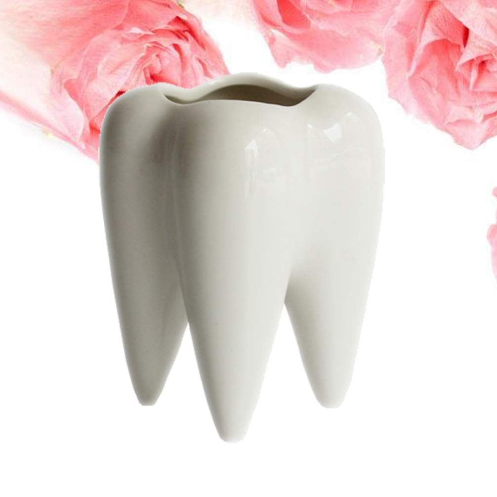Ceramic Flower Vase Plant Pot Succulent Pots Virgin Mary Statue Ceramic Toothbrush Holder Black Handlebars Dental for Dental Assistants Mini Pots Cute White Desktop
