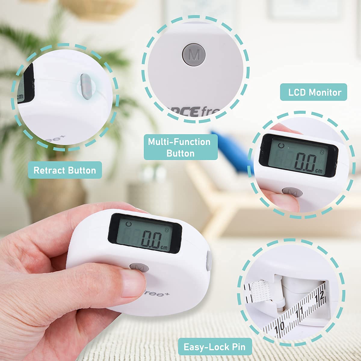 Body Tape Measure for Weight Loss,Forcefree+ Digital Body Measuring Tape with App,Smart Body Measurement Tracker with App,60inch,LCD Display,Easily Read