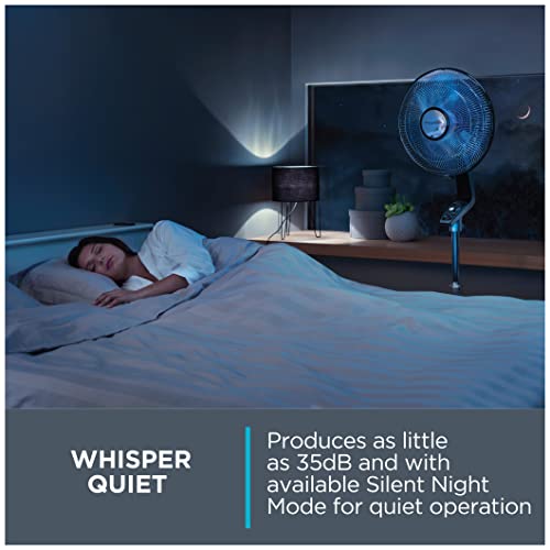 Rowenta Turbo Silence Standing Floor Fan with Remote 53 Inches Ultra Quiet Fan Oscillating, Portable, 5 Speeds, Indoor, Refresh Up to 23-Feet VU5670,Silver