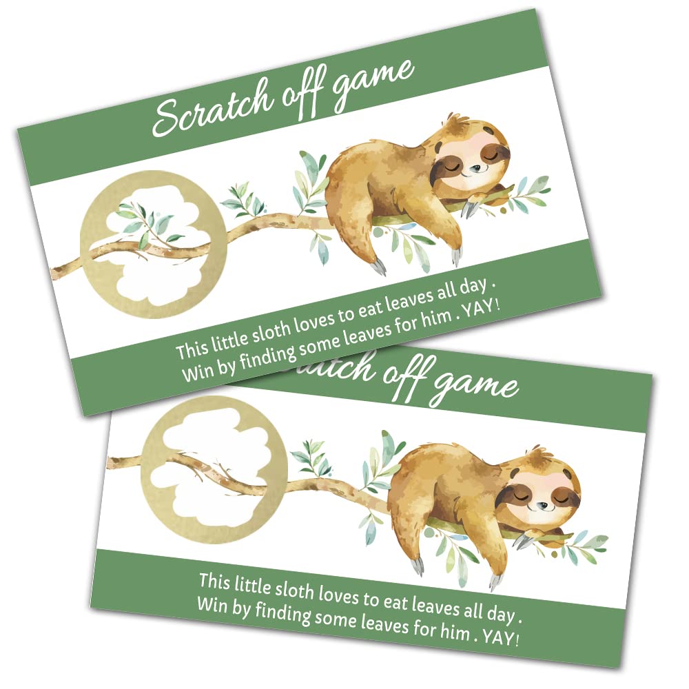 REWIDPARTY Sloth Baby Shower Scratch Off Game Cards(32 PCS) Sloth Baby Games Raffle Cards Wedding Bridal Shower Gift Certificate Scratch Off Cards Family Holiday Games Supplies for Kids Adults