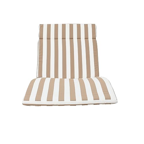 Christopher Knight Home Salem Outdoor Water Resistant Chaise Lounge Cushions, 2-Pcs Set, Brown / White Stripe