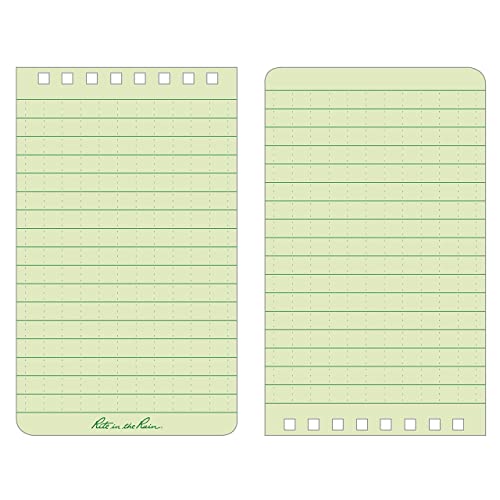 Rite in the Rain Weatherproof Top-Spiral Notebook, 3" x 5", Green Cover, Universal Pattern, 3 Pack (No. 935-3)