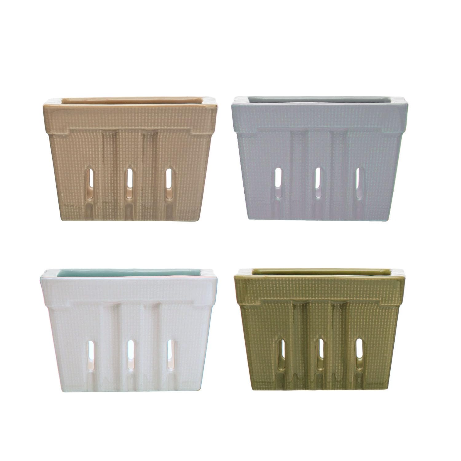 Creative Co-Op Textured Stoneware Berry Basket, Set of 4