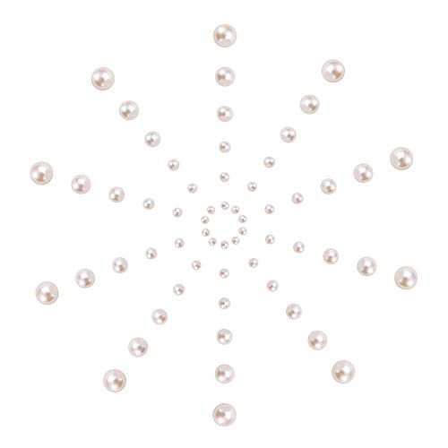 PH PandaHall Craft Pearls Flatback, 690pcs Half Round Pearl Beads 6 Sizes Pearl Cabochon Faux Pearl Beads for DIY Scrapbook Phone Case Wedding Decor Hair Accessory Nail Art, Beige, 4/5/6/8/10/12mm