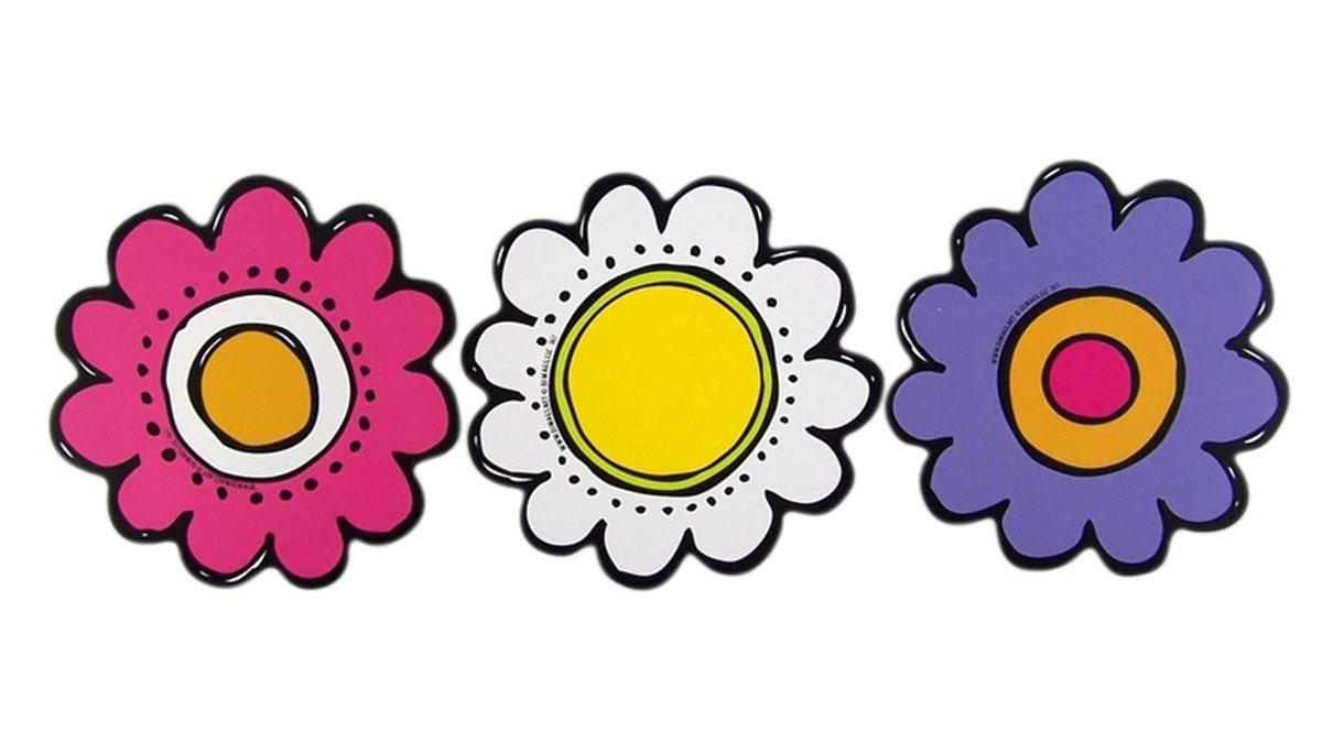 Car Magnet Assorted Colorful Daisy Magnetic Decals for Locker or Fridge, Set of 3, 4 Inch